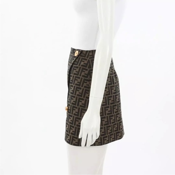 Fendace | Skirts | Fendace Ff Mini Skirt Sz 36 Fendi Versace Collab ...